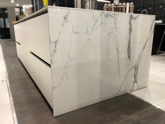 Ex Display Large Miton Menta Matt White & Walnut Kitchen & Island ...