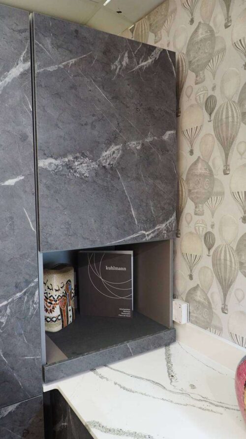 Ex Display Kuhlmann Grey Marble effect Kitchen & Island & Seating ...