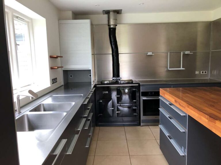 Luxury Bulthaup Anthracite Grey Stainless Steel Kitchen & Walnut Island ...