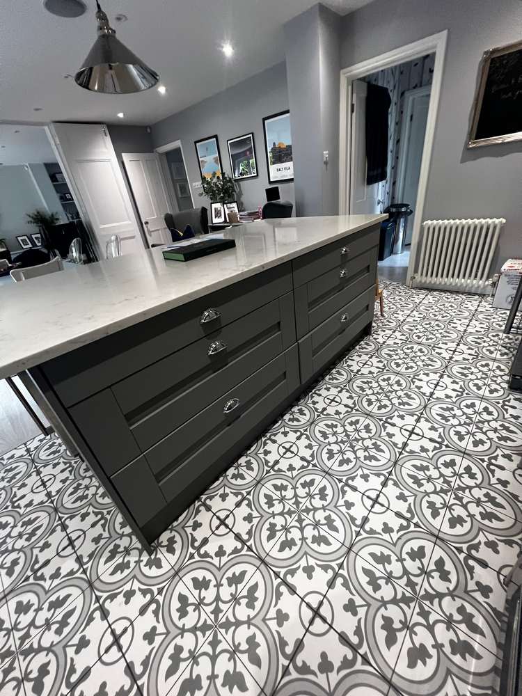 Modern Bespoke Dark & Light Grey Shaker Kitchen & Island - 3832168 ...