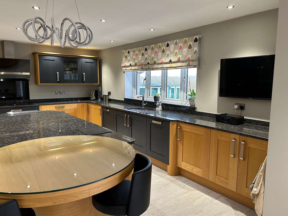 Callerton Modern Grey Charcoal & Oak Style Shaker Kitchen & Island ...