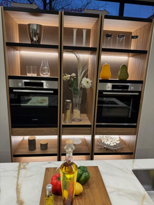 Ex Display Miton Menta Grigio Peitra Cream - Natural Walnut Kitchen ...