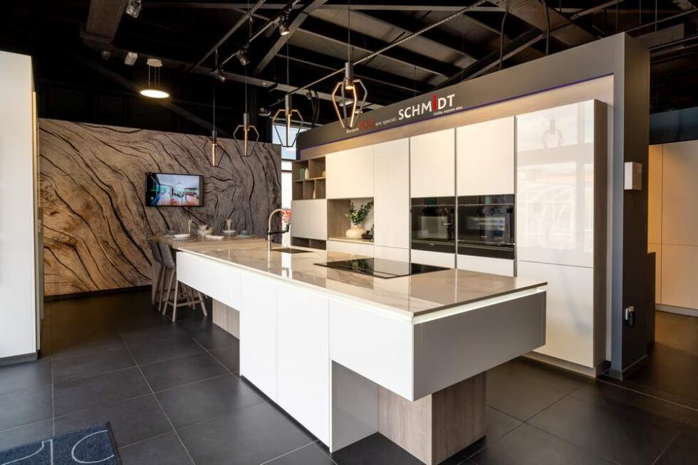 Ex Display Schmidt Eolis Strass White Kitchen plus Island & Dining ...