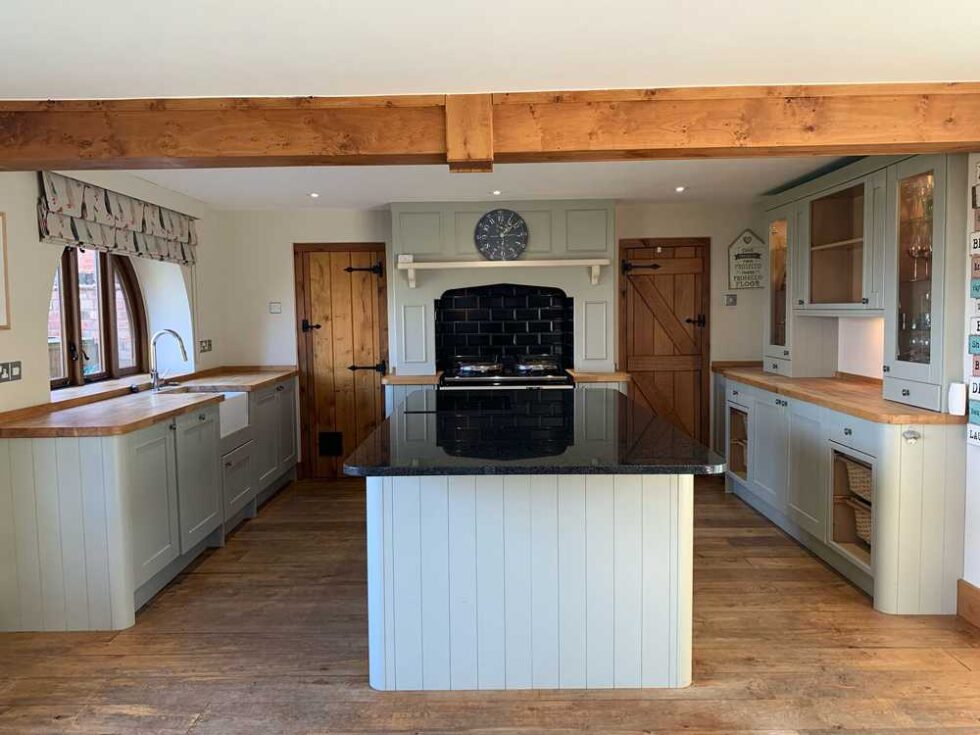 Howdens Pale Green Shaker Kitchen with Island – Bosch Lamona Appliances ...