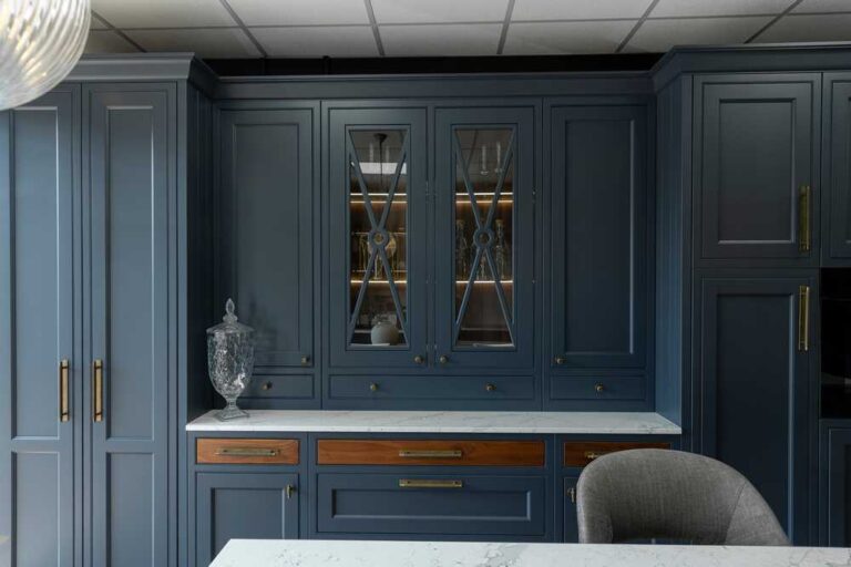Ex Display Alku Mala Slate Blue & Walnut Dovetail Joint Kitchen ...